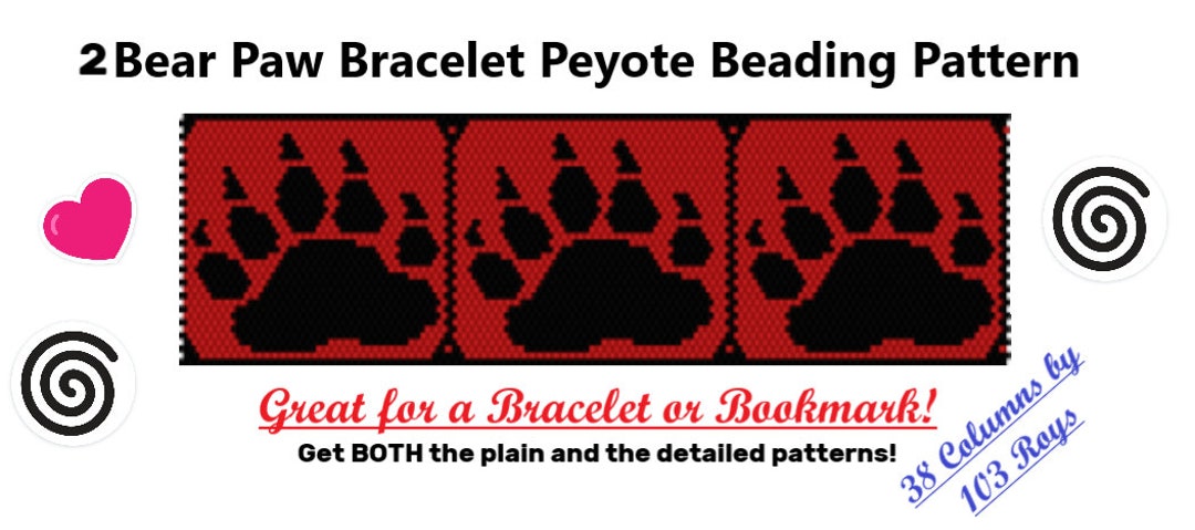 Red Bear Paws, Bracelet Pattern (instant PDF Download) - Etsy