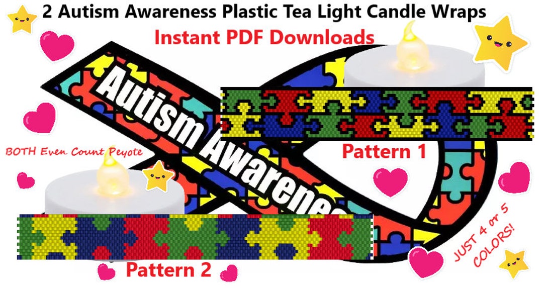 Tealight Candle Bead Pattern for Autism Awareness! 2 Pattern Pack! (2 ...
