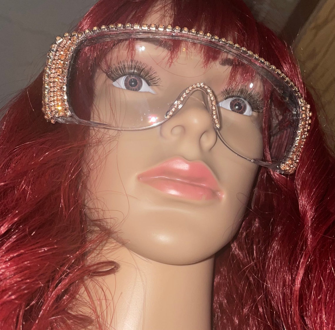Rhinestone Eye Goggles | Champagne Gold Bling Eye Shield - Etsy