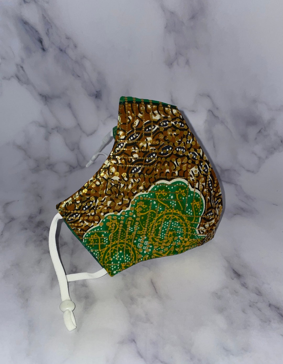 Green Metallic Ankara Fabric Face Mask | Washable | African Print ...