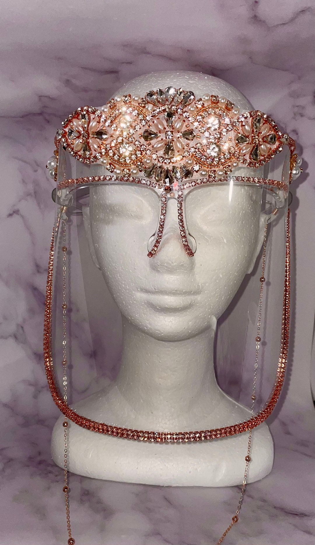 Rose Gold Bling Face Shield | Elaborate Pretty Mask | Luxury Mask ...