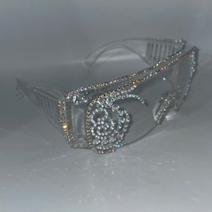 Rhinestone Safety Goggles | Swirl Silver Bling Eye Shield - Etsy