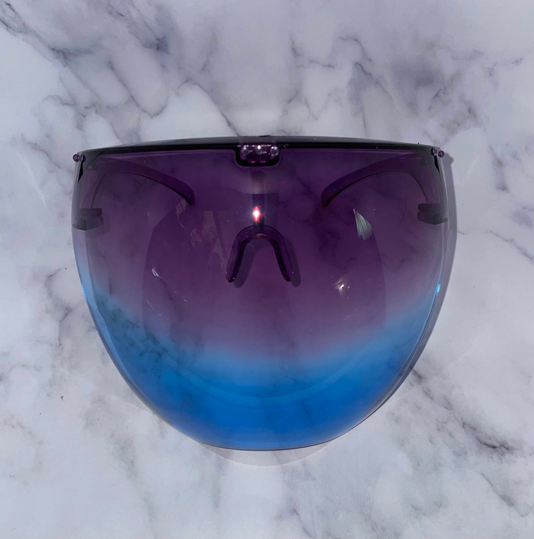 Ombré Purple Blue Face Shield | Rhinestone Accents, Sleek Fit - Etsy