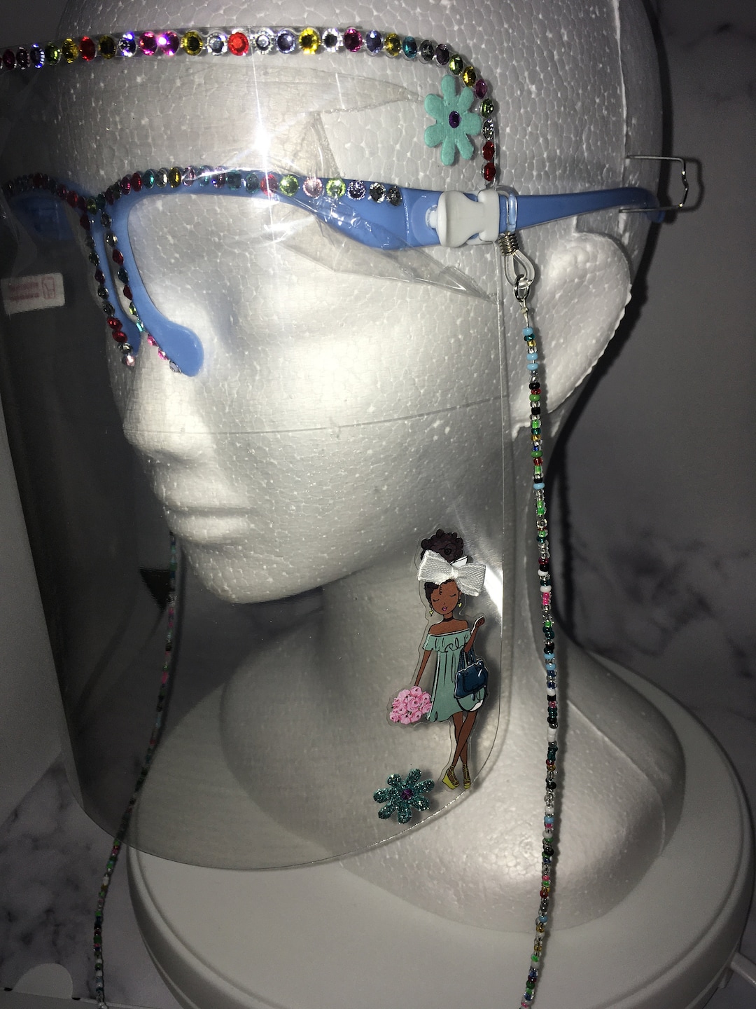 Bedazzled Children's Face Shield | Girly Art Decal, Back to School PPE ...