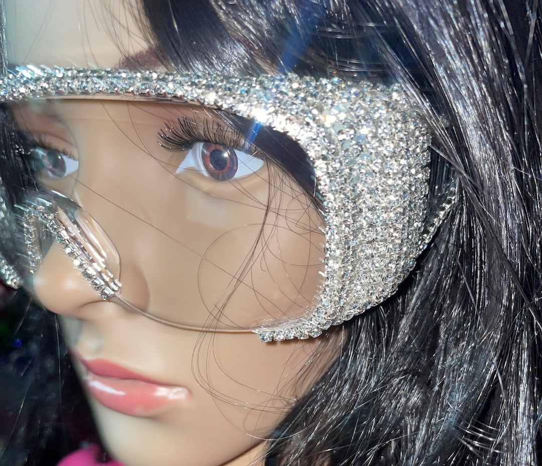 Fancy Rhinestone Bling Bedazzled Goggles | Fashion Eye Shield, Fits ...