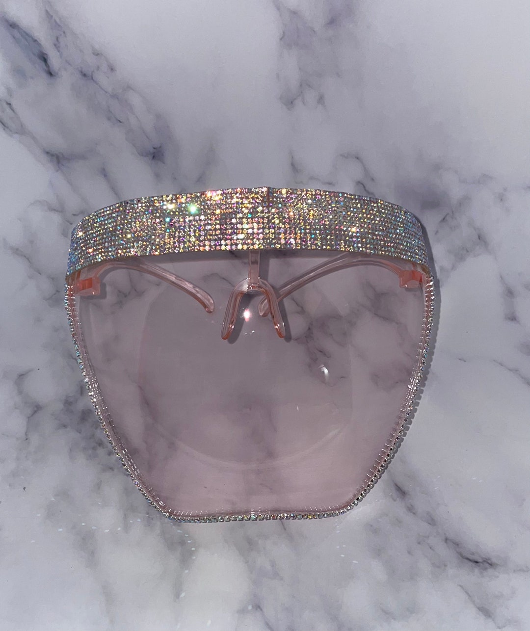 AB Silver Band of Bling Pink Face Shield Pink transparent Tint ...