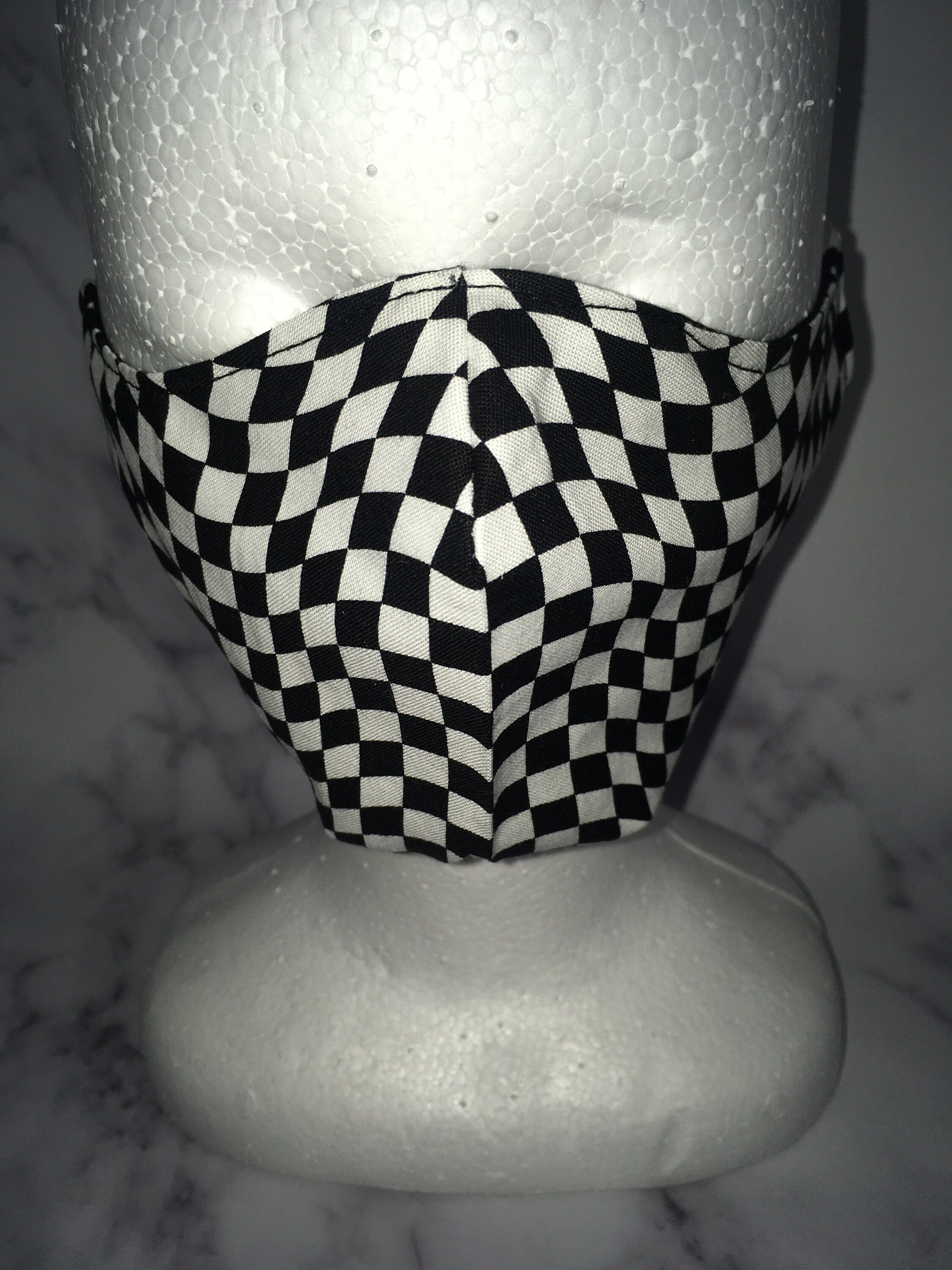 Black and White Checkered Designed Face Mask Race Car Theme | Etsy