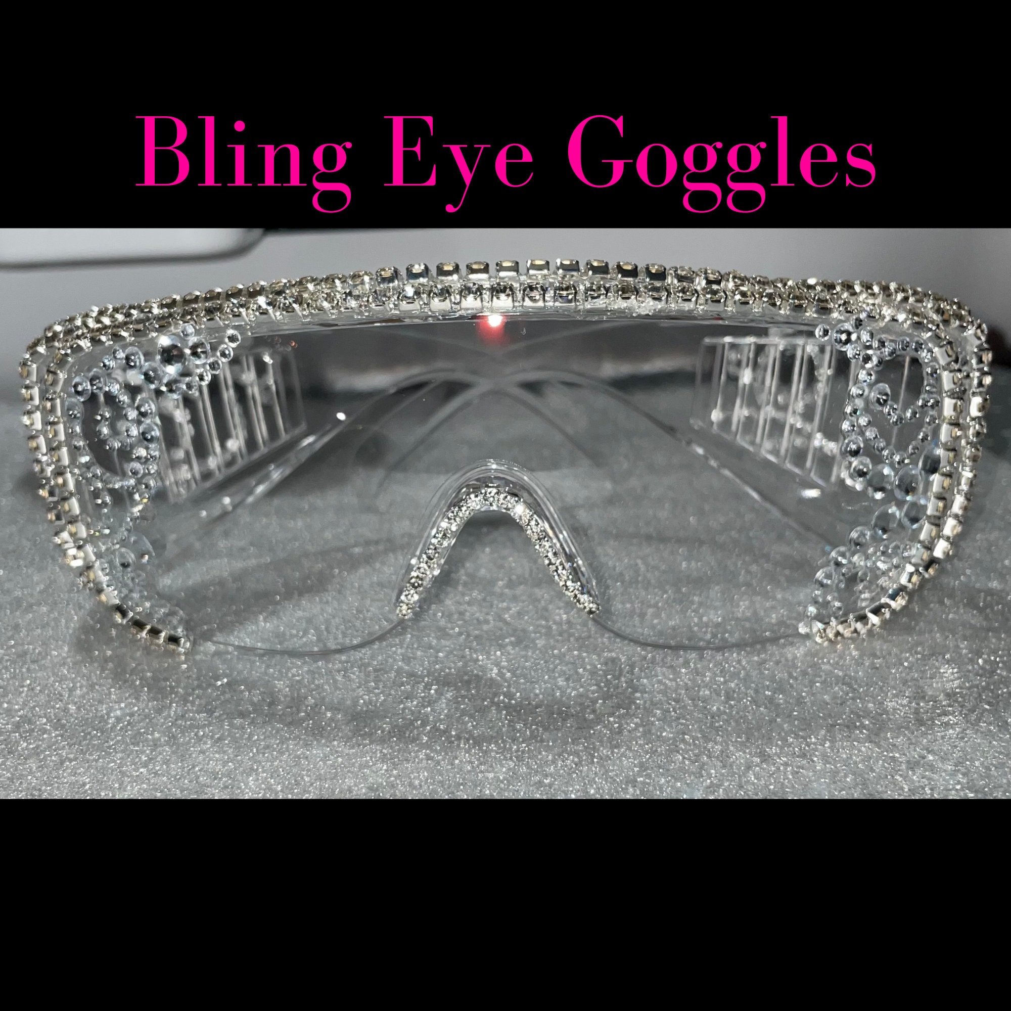 Rhinestone Safety Goggles | Swirl Silver Bling Eye Shield - Etsy