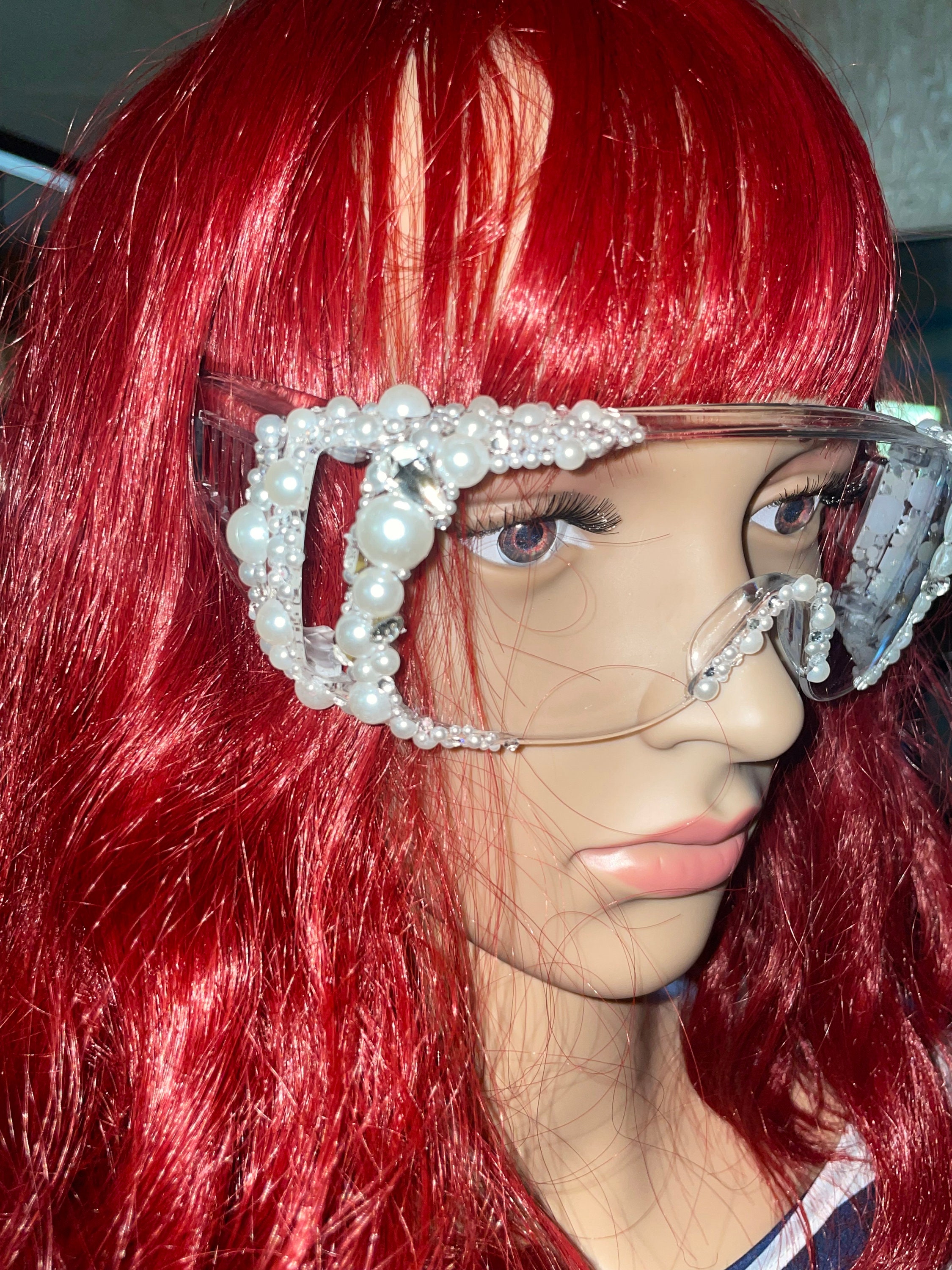 Pearl Rhinestone Eye Goggles | Women's Safety Glasses - Etsy