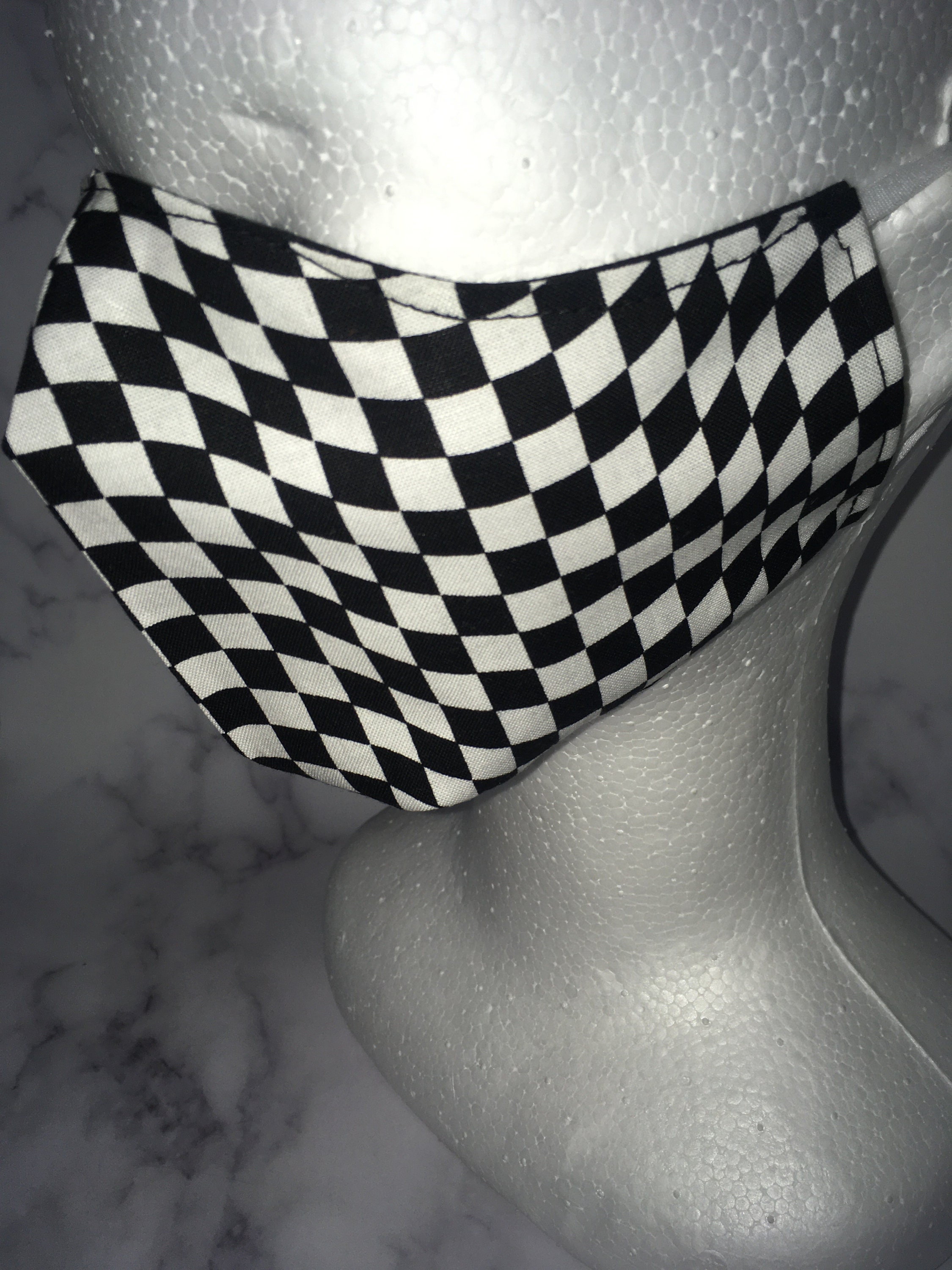 Black and White Checkered Designed Face Mask Race Car Theme | Etsy