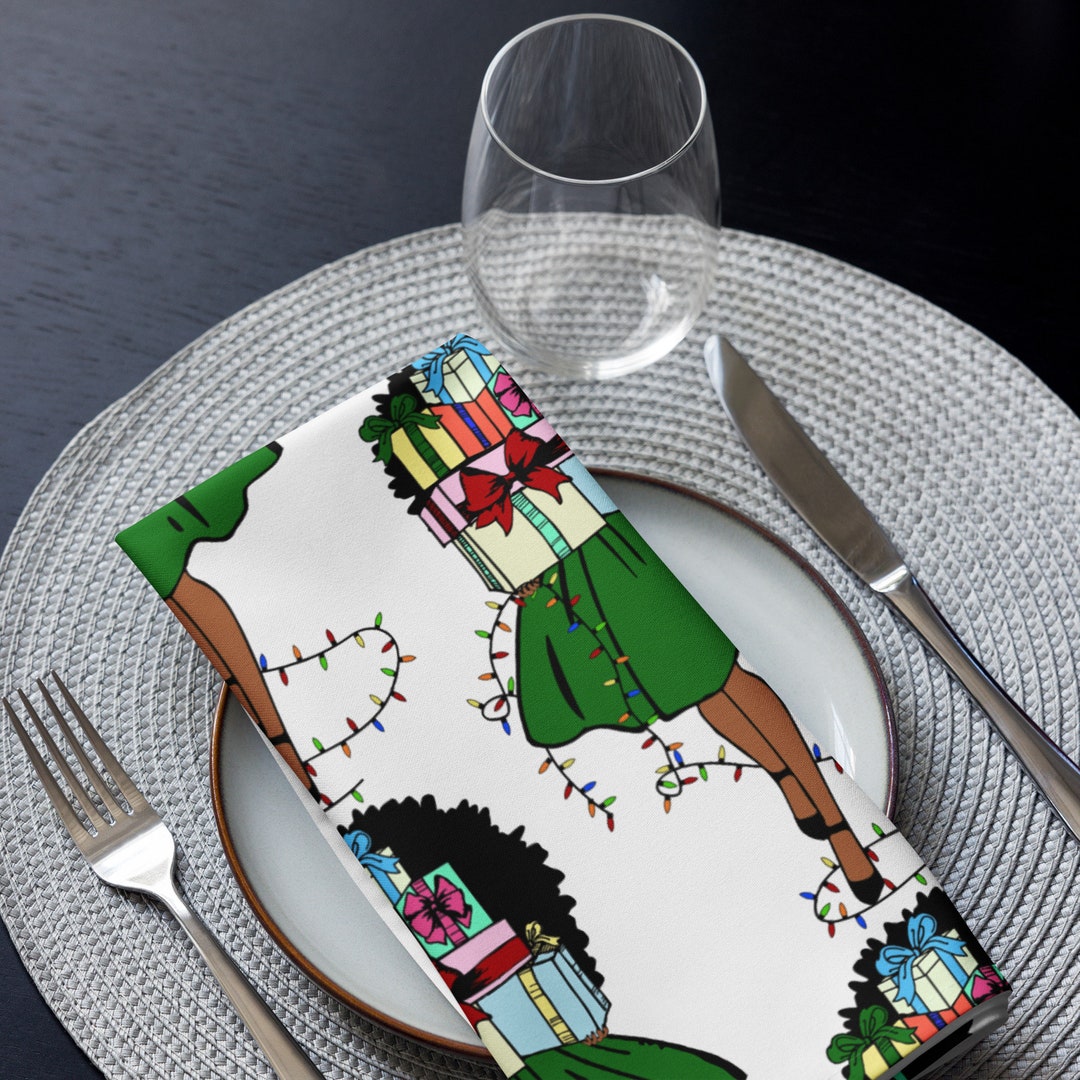 Black Girl Magic Cloth Napkin Set Custom Dinner Napkins for Christmas ...