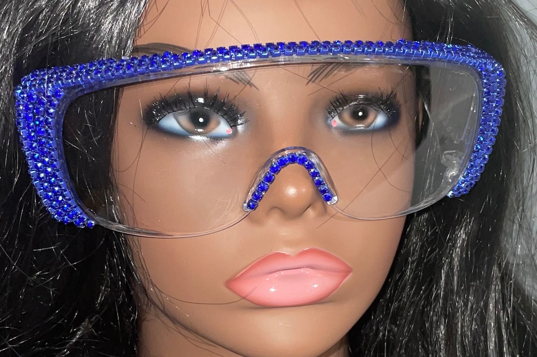Pretty Royal Blue Eye Goggles| Rhinestone Goggles | Eye Shield for ...