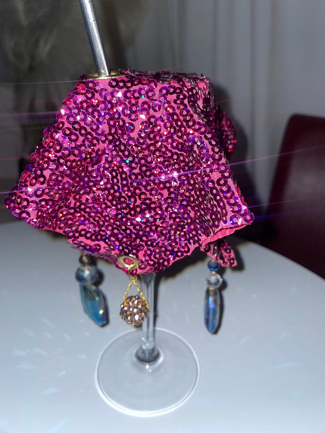 Fuchsia Sparkle Elegance Drink Protector | Pink Sparkling Sequin Cup ...