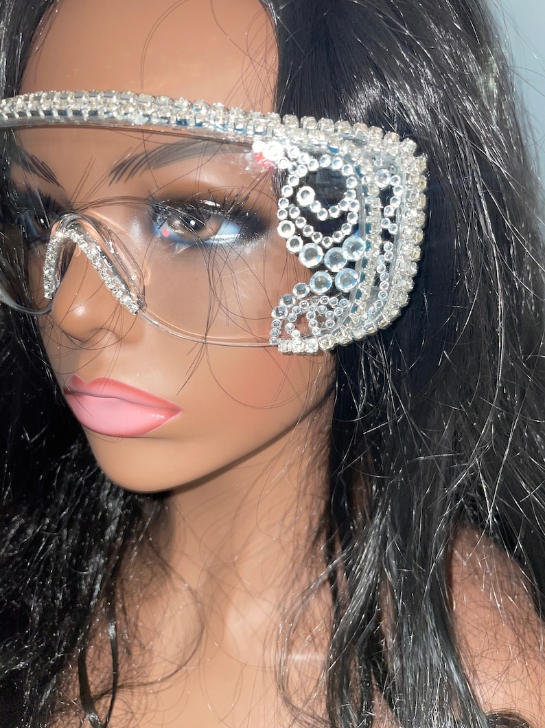 Rhinestone Bedazzled Safety Goggles | Swirl Silver Bling Eye Shield - Etsy