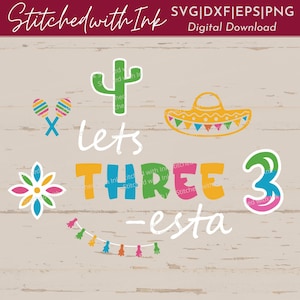 Three Esta, 3rd Birthday Svg, Fiesta Svg, Fiesta Birthday Party Png ...