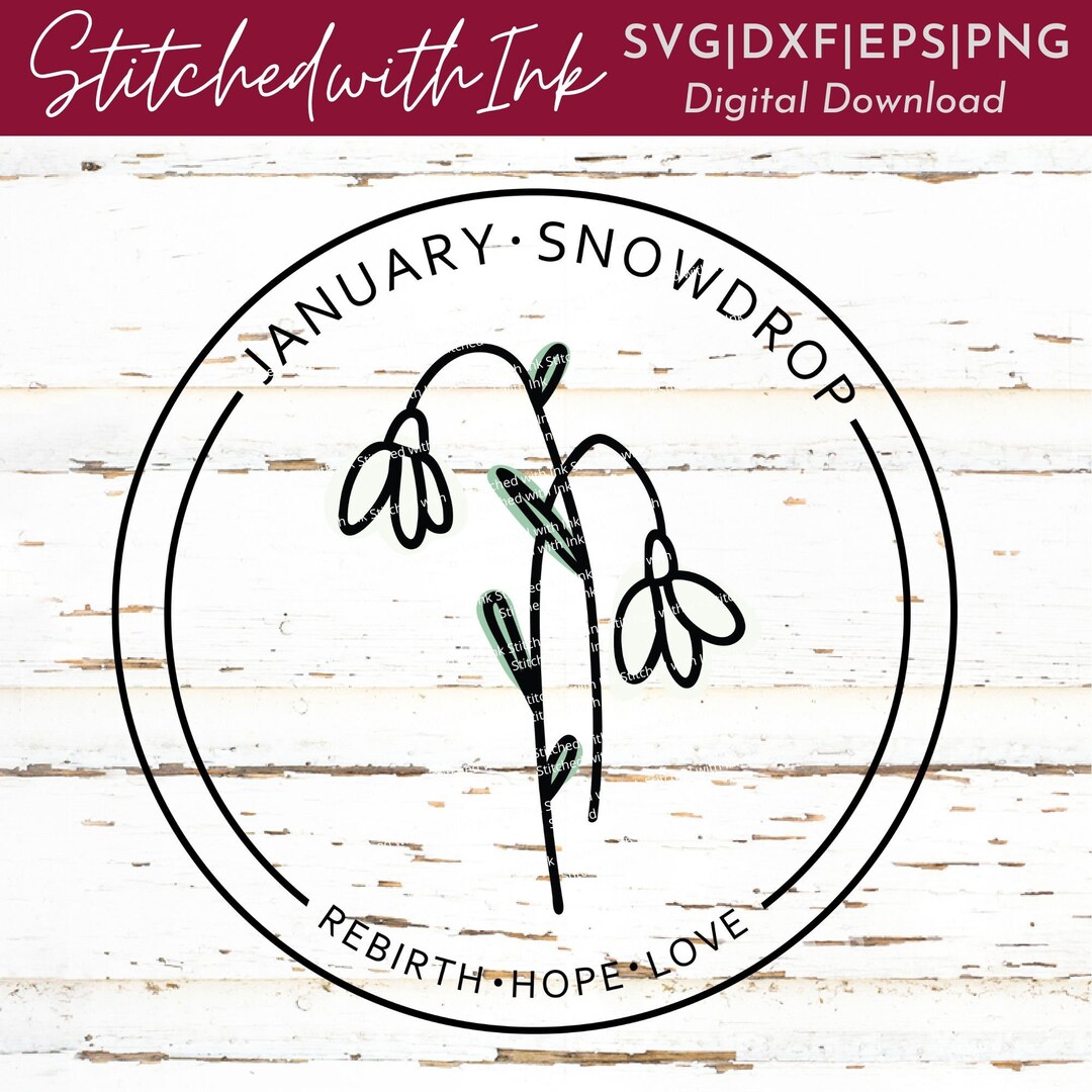 January Birth Month Flower, Snowdrop Flower Svg, Birth Month Flower ...