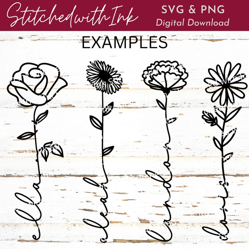 Birth Month Flower SVG, Flower Stem Svg, Birth Flower Svg, Flower Name ...