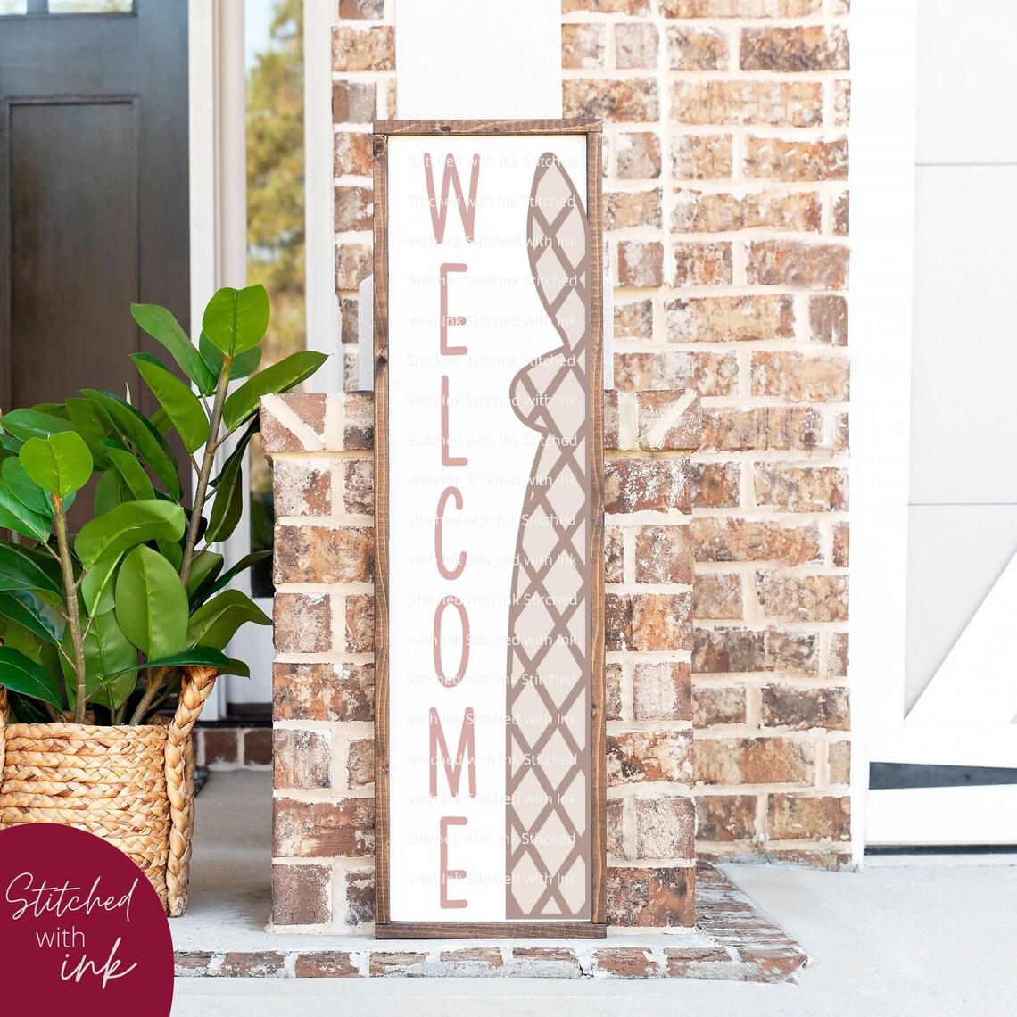 Welcome Bunny Svg Porch Sign, Easter Porch Sign, Welcome Svg, Vertical ...