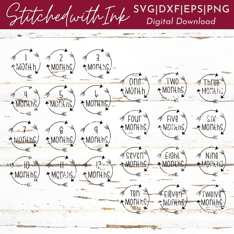 Baby Month SVG Baby Month Cut Files Baby Month Printable | Etsy