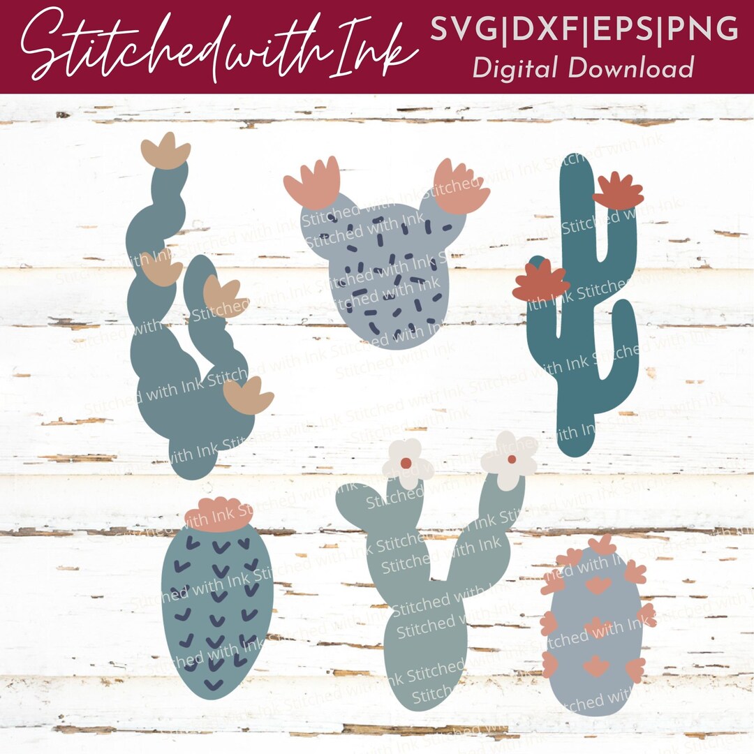 Cactus Svg, Succulent Svg, Cacti, Cactus Clipart, Flowering Cactus ...