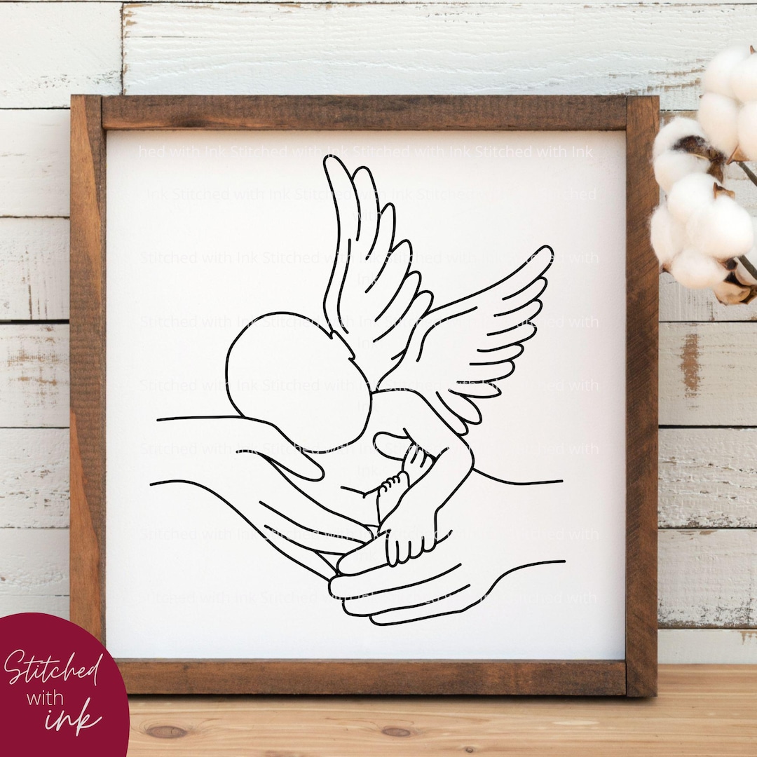 Baby Angel Svg, Baby Loss Memorial Svg, Pregnancy Loss Line Art, Still ...