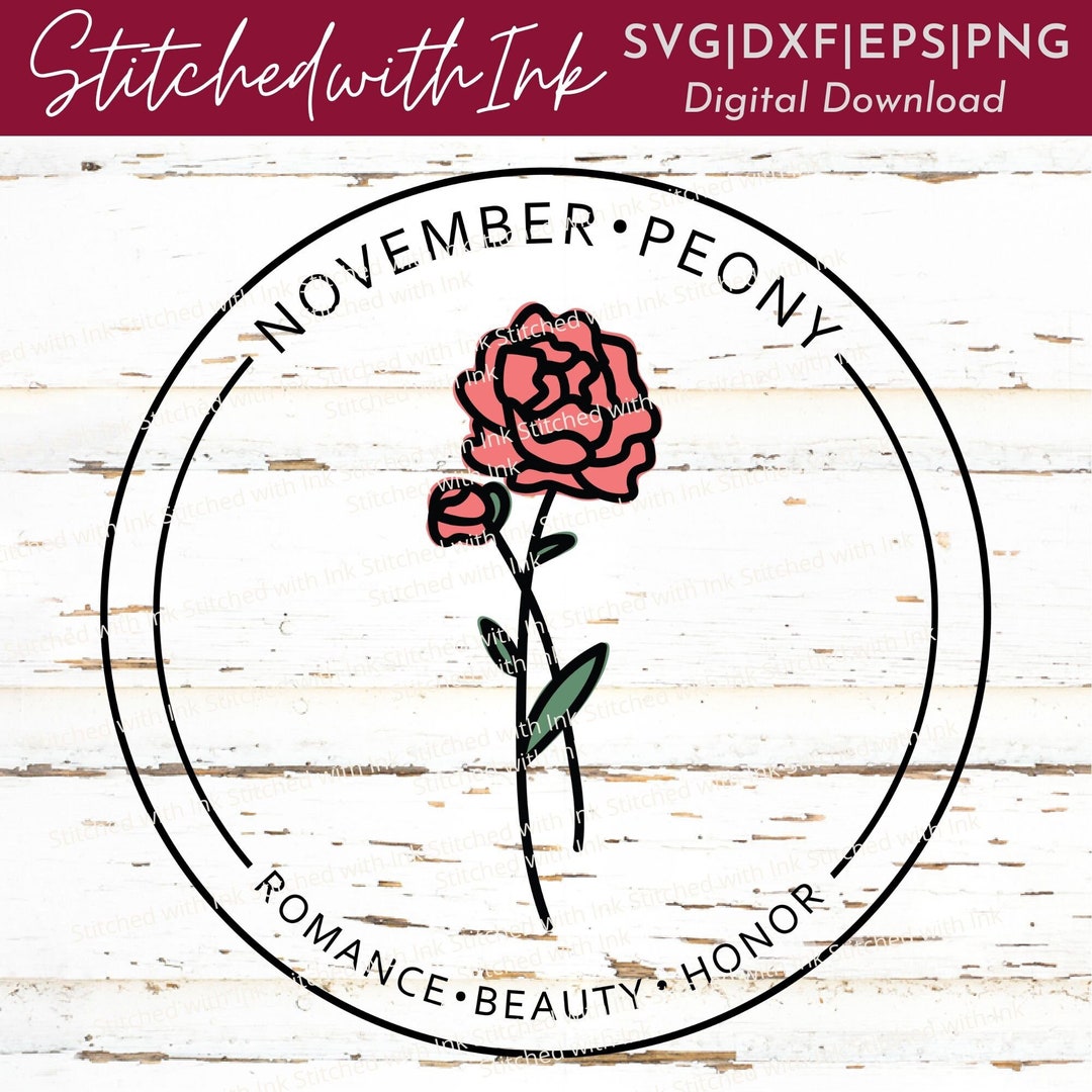 Peony SVG, November Birth Flower Svg, Botanical Svg, Peonies Svg ...
