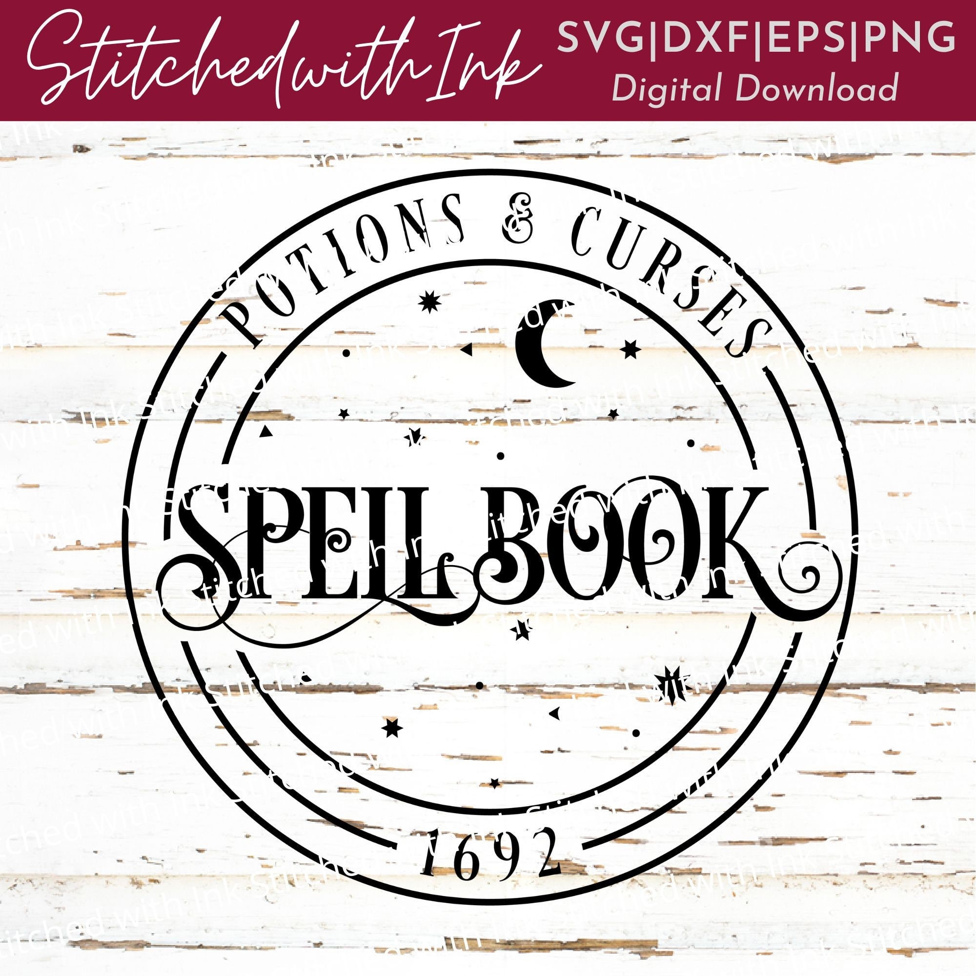 Spell Book SVG, Witchcraft Svg, Potion Svg, Spellbook Svg, Celestial ...