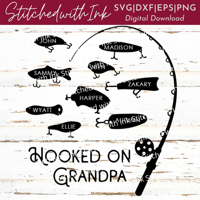Fishing SVG, Hooked on Grandpa, Fathers Day Svg, Hooked on Dad, Fishing ...