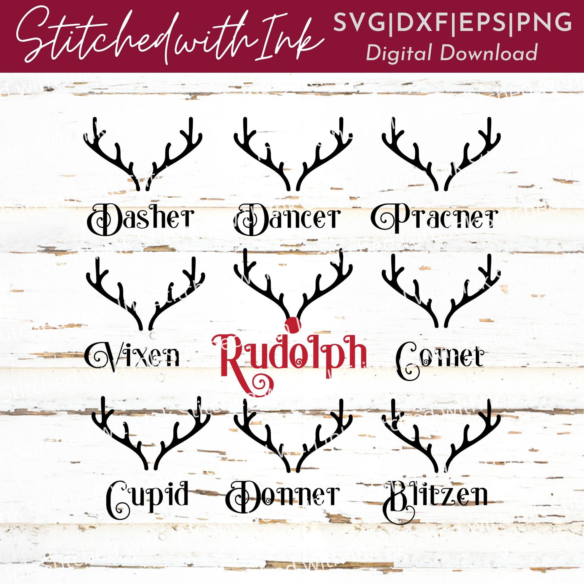 Reindeer SVG Rudolph SVG Reindeer Names Svg Christmas Sign - Etsy