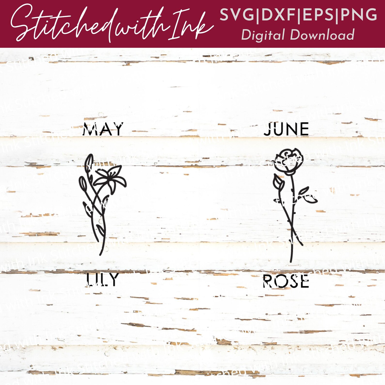 Birth Month Flower SVG Botanical Svg Flower Line Art Svg - Etsy
