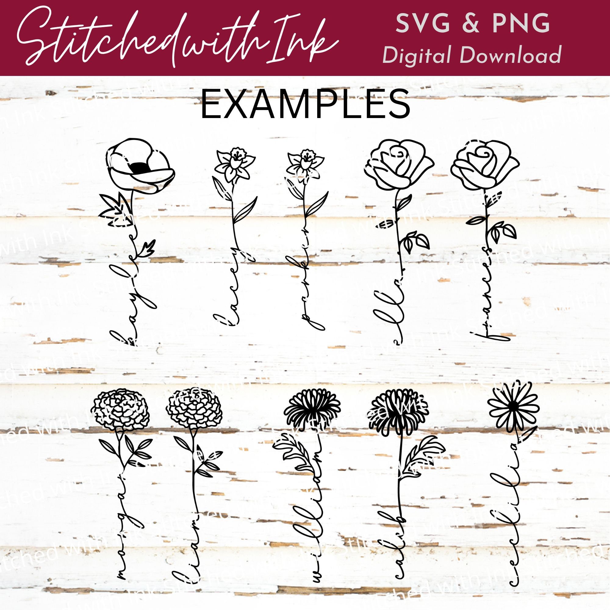 Birth Month Flower SVG Flower Stem Svg Birth Flower Svg - Etsy Canada