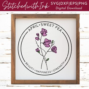 Sweet Pea, April Birth Month Flower Svg, Birth Flower Svg, April ...