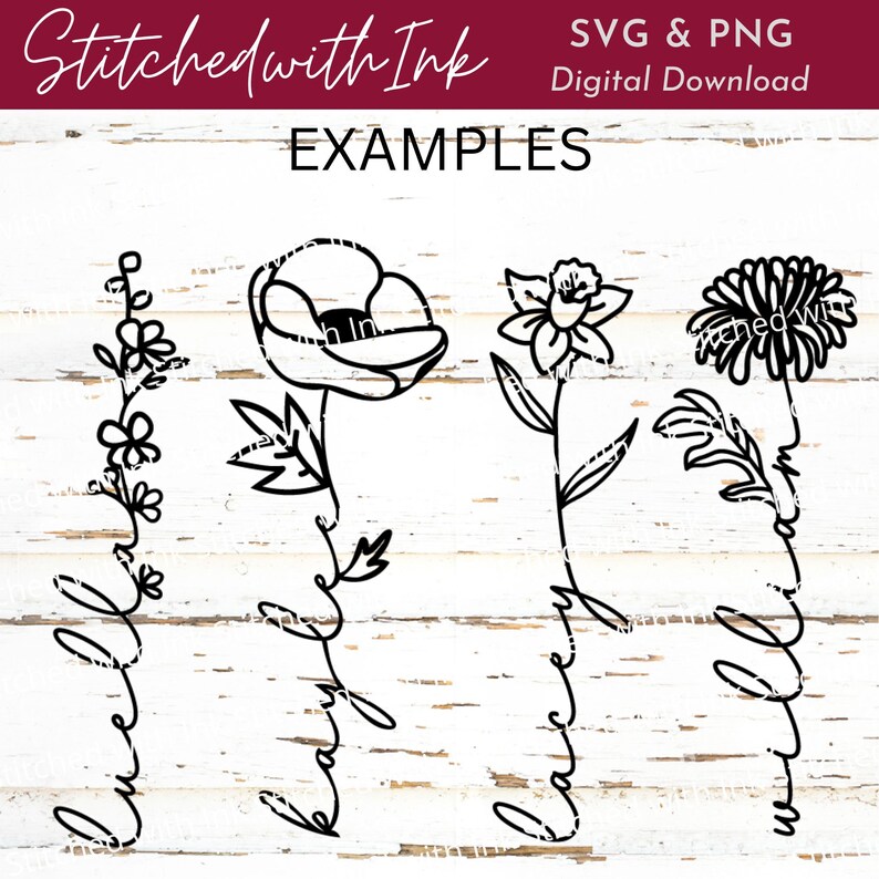 Birth Month Flower SVG Flower Stem Svg Birth Flower Svg - Etsy
