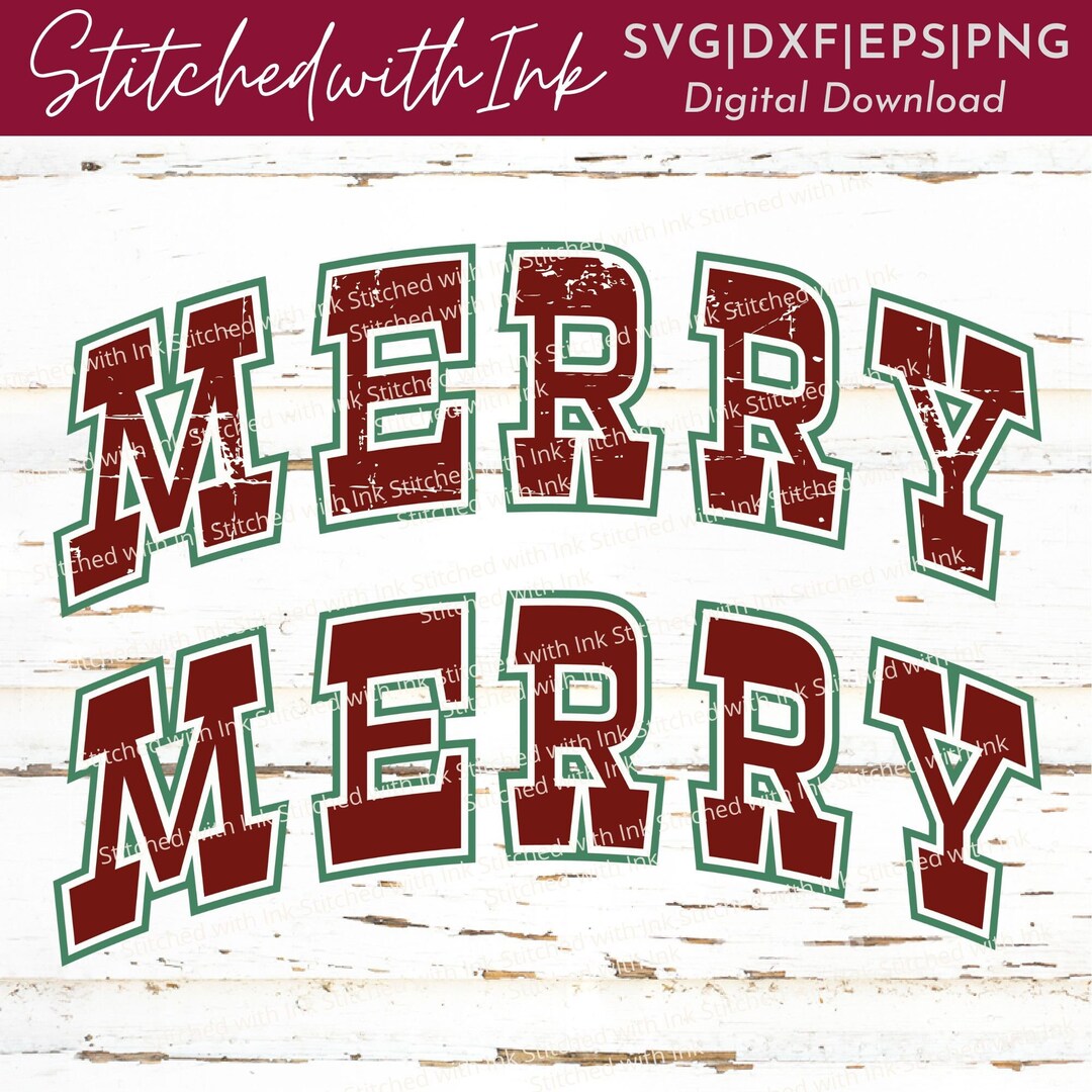 Merry SVG, Distressed Merry PNG, Merry Outline Svg, Merry Christmas Svg ...
