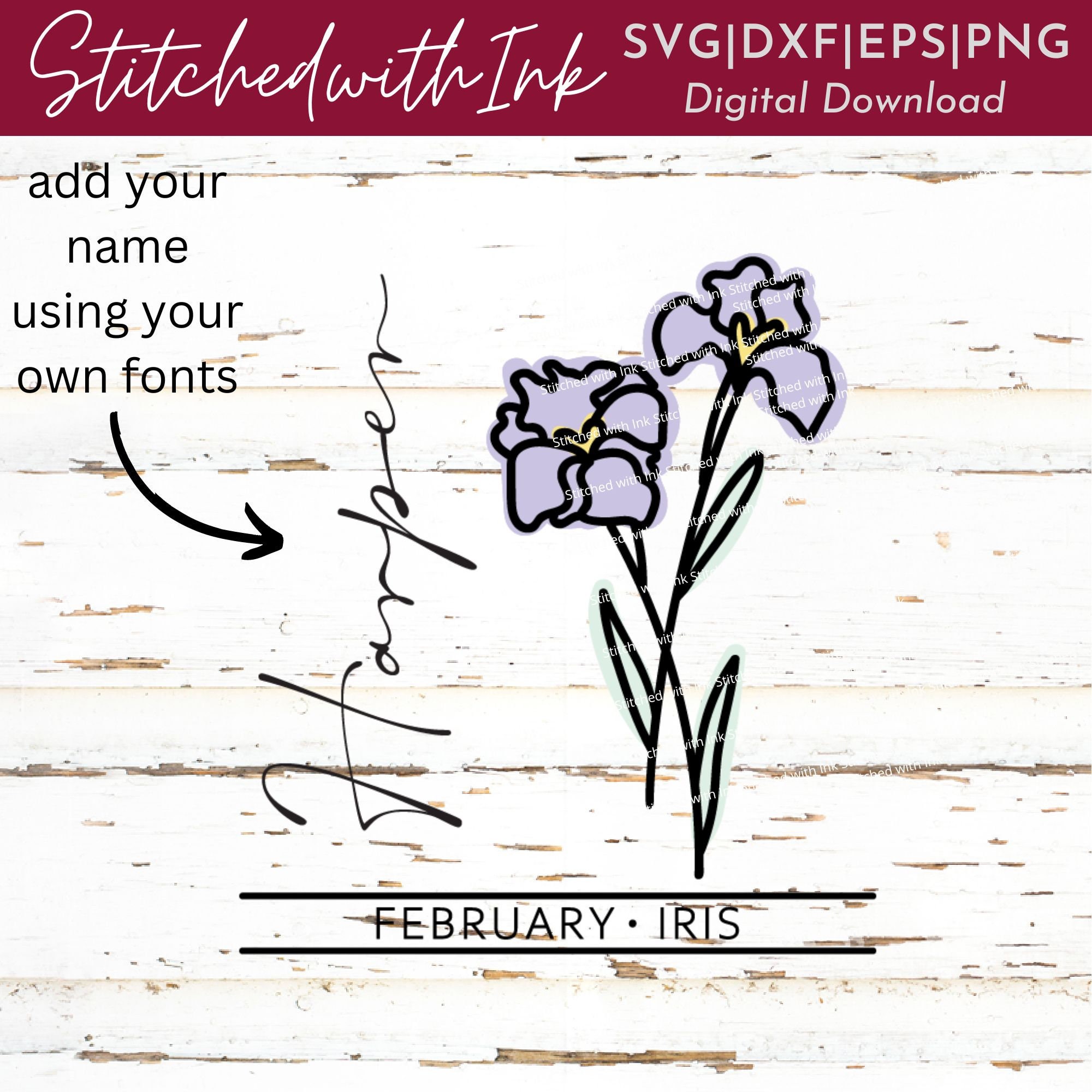 Iris Svg, February Birth Month Flower SVG, Birth Flowers Svg, February ...