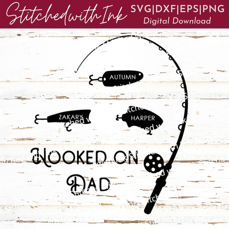 Fishing SVG, Hooked on Grandpa, Fathers Day Svg, Hooked on Dad, Fishing ...