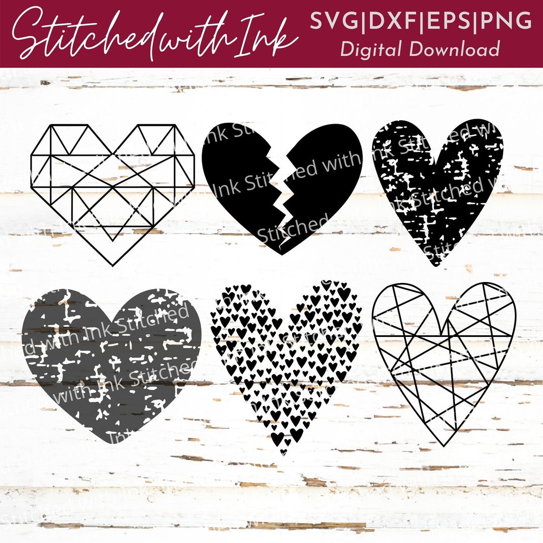 Broken Heart Svg, Grunge Heart Svg, Distressed Heart Svg, Mosaic Heart ...