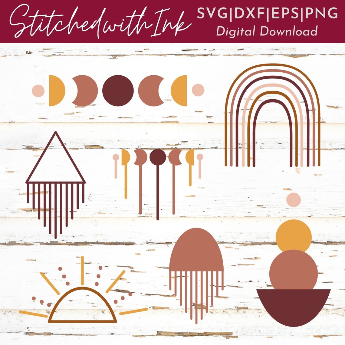 Boho Svg Boho Png Boho Rainbow Clipart Bohemian Moon Svg - Etsy