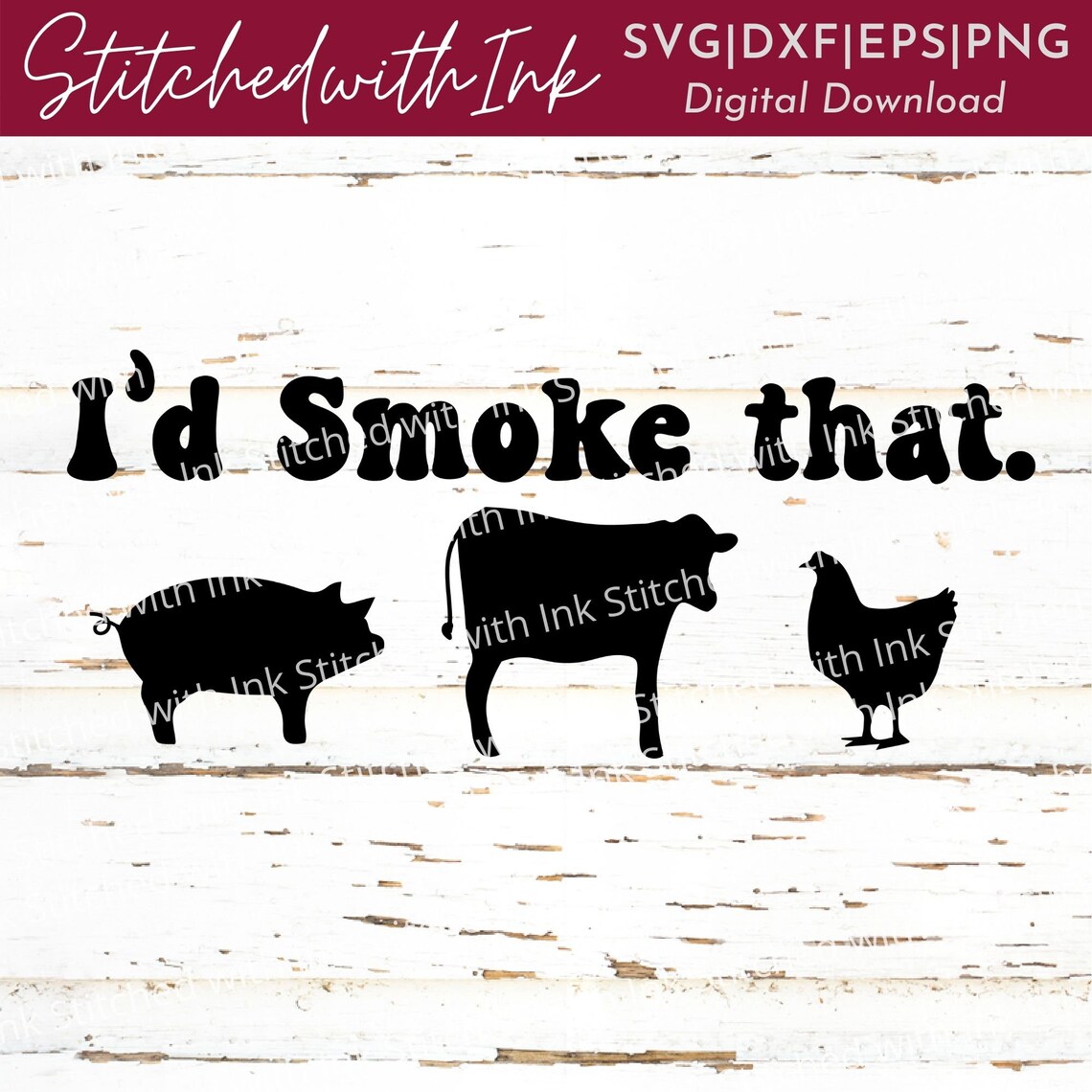 I'd Smoke That SVG - Cow Svg - BBQ Svg - Smoking Accessories - Fathers ...
