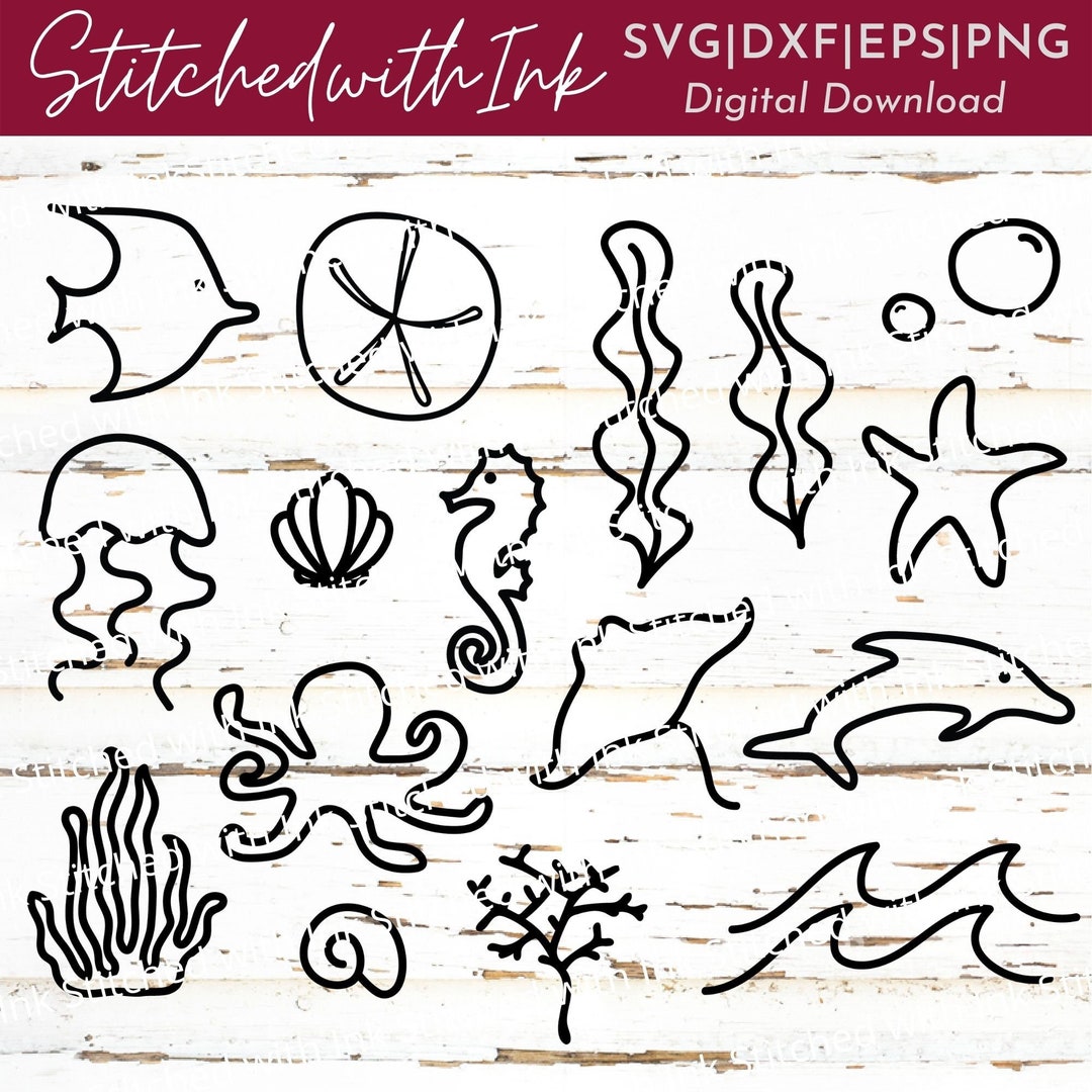 Sea Animals Svg, Octopus Svg, Dolphin Svg, Ocean Svg, Seaweed Svg ...