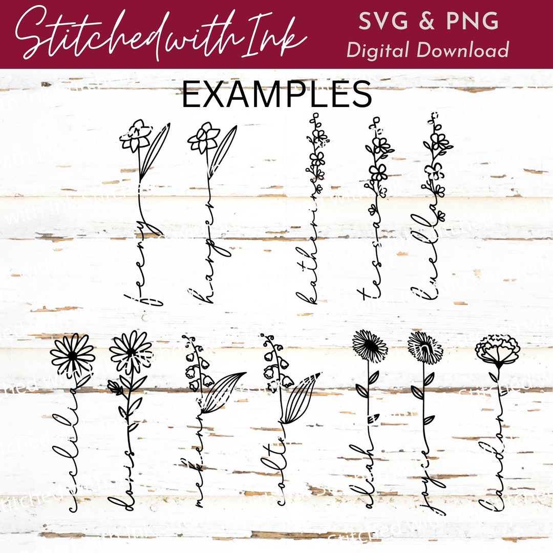 Birth Month Flower SVG, Flower Stem Svg, Birth Flower Svg, Flower Name ...