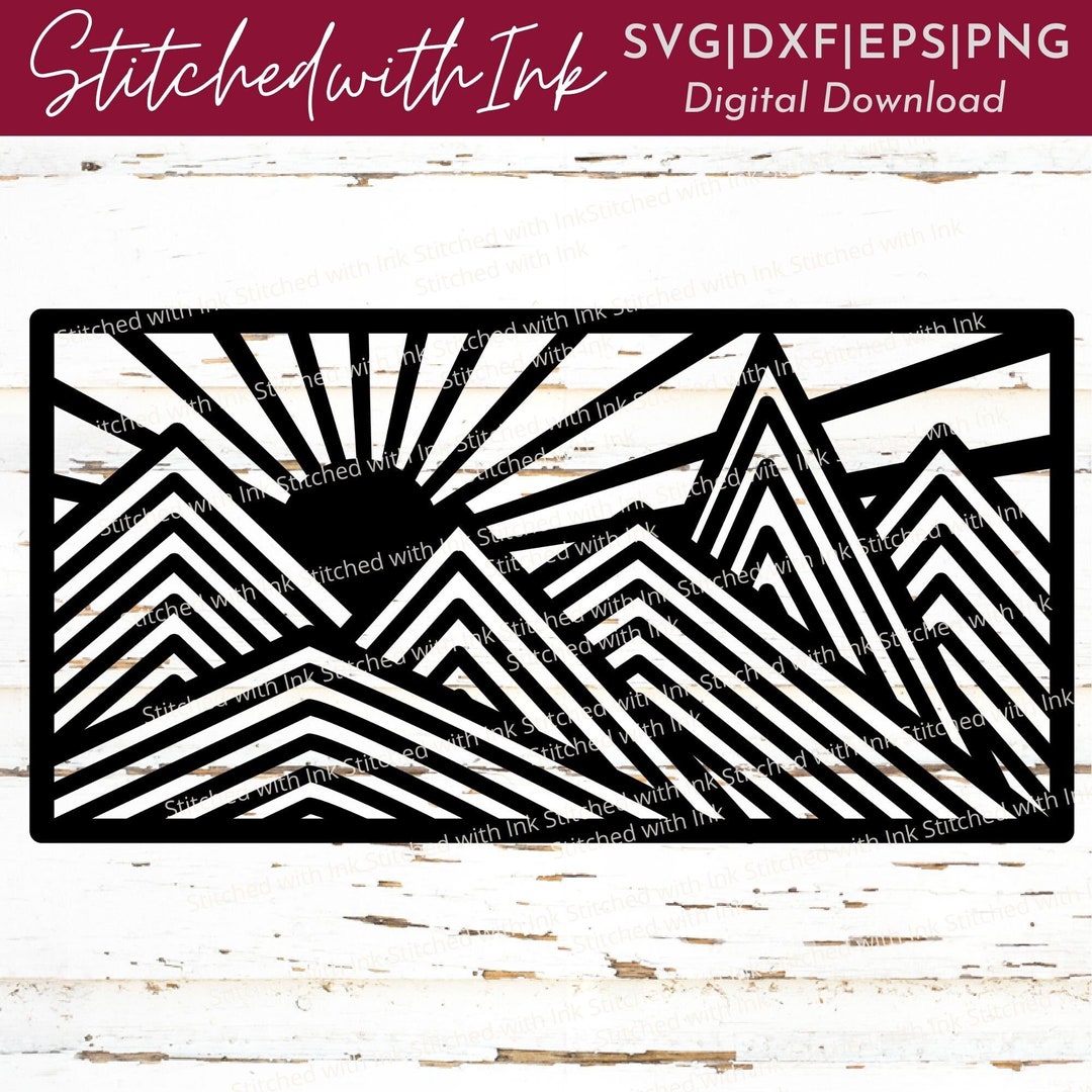 Mountain Range SVG, Sun Rays Svg, Sunset Svg, Mountain Scene Laser Cut ...