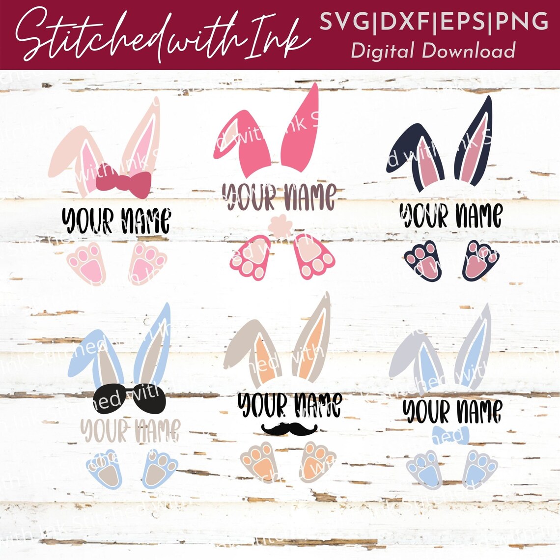 Bunny Monogram Svg Easter Bunny Svg Bunny Ears Svg Easter - Etsy