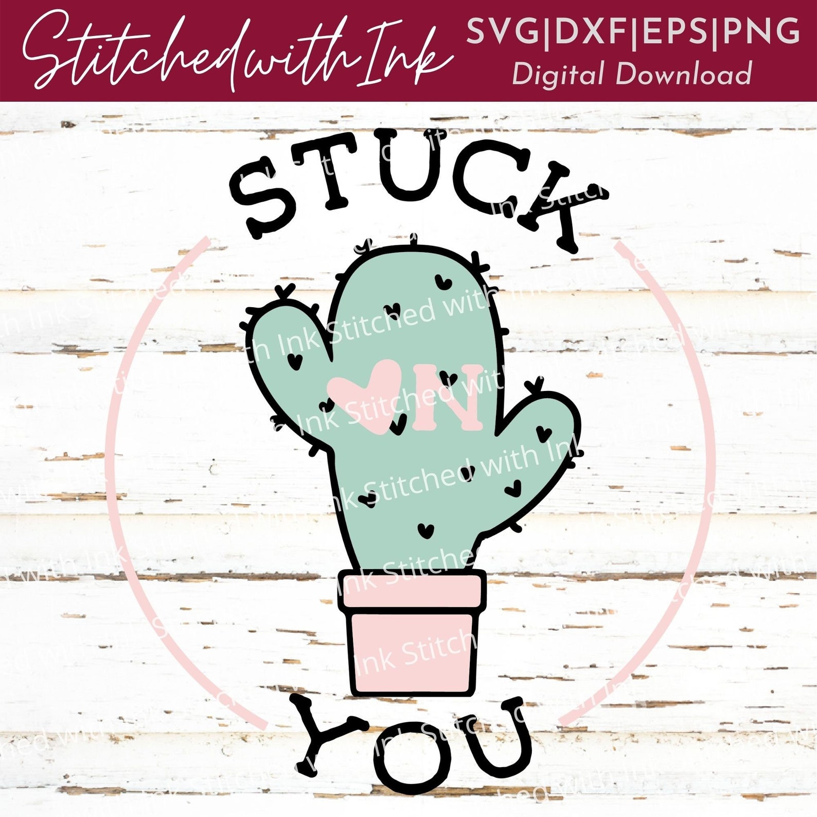 Stuck on You SVG, Stuck on You Cactus PNG, Cactus Svg, Valentine Svg ...