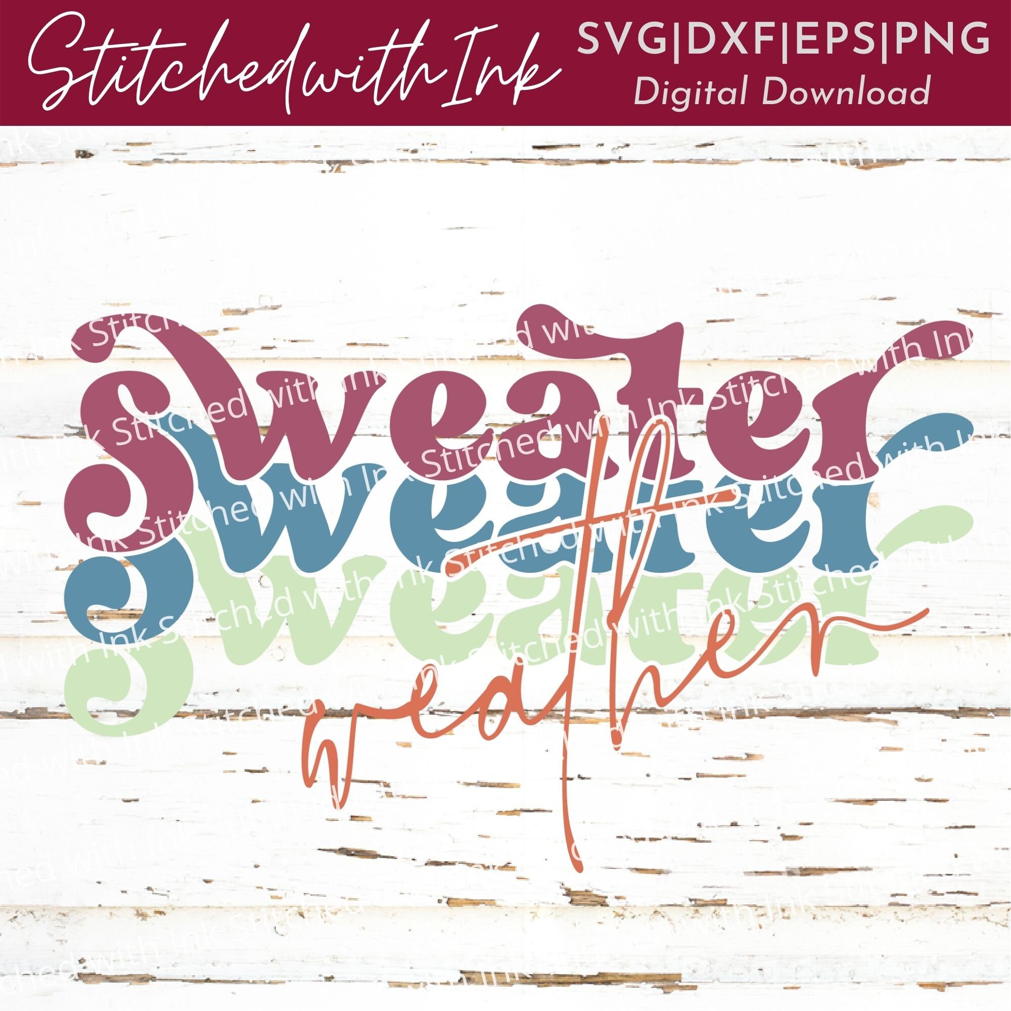 Sweater Weather PNG, Sweater Weather SVG, Retro Font Svg, Fall Svg ...