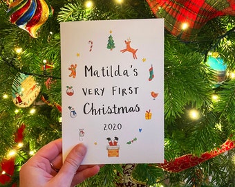 Personalised Baby's First Christmas Card Baby's 1st - Etsy