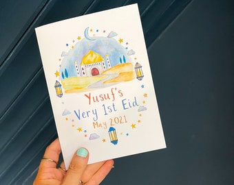 Very First Eid Personalised Card, Eid Mubarak Cards for New Baby ...