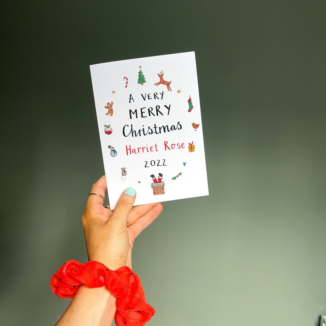 Personalised A Very Merry Christmas Card - Etsy