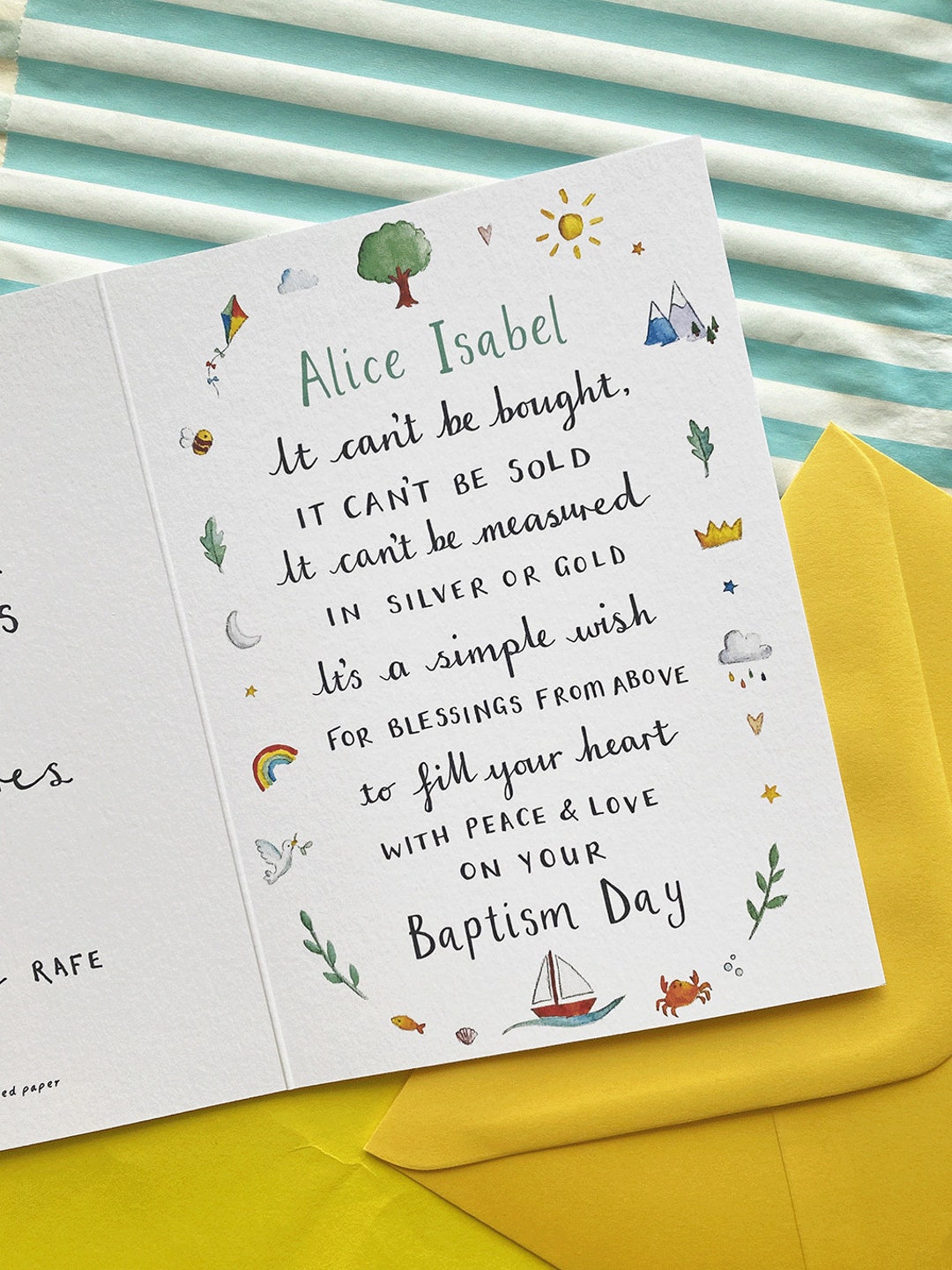 Personalised Baptism Wish Verse Card Christening New Born Card - Etsy
