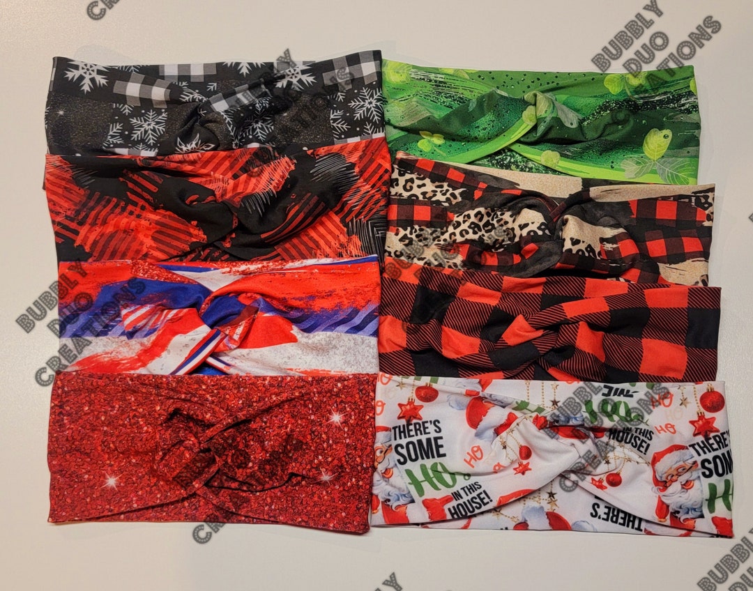 Holiday Twist Turban Stretchy Headband, Christmas Twist Headband, Plaid ...